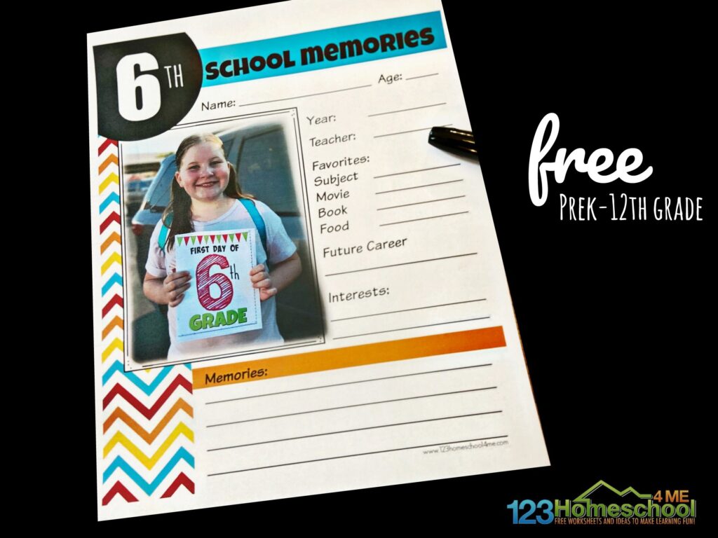 First Grade Photo Memories Printable - Free Editable Printables ...